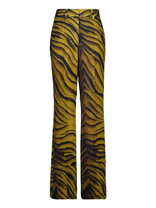 PAULA Stacy Tigerstripes Wide-leg Tailored Twill Pants - Orange