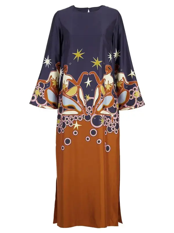 PAULA Paulashirley Soulprint Printed Silk Twill Maxi Dress - Orange