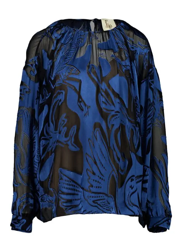 PAULA Liatris Devoré Blouse - Blue