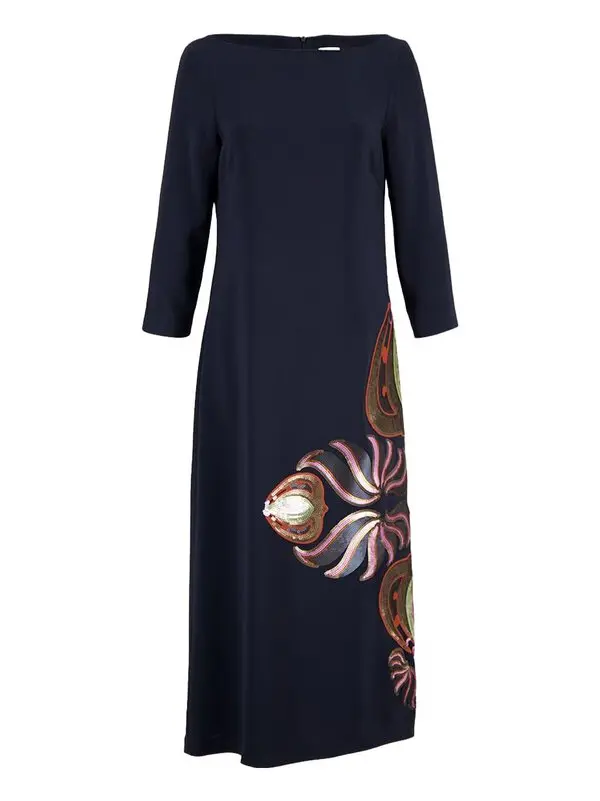 PAULA Name Bellona Sequin Embroidered Long Dress - Black