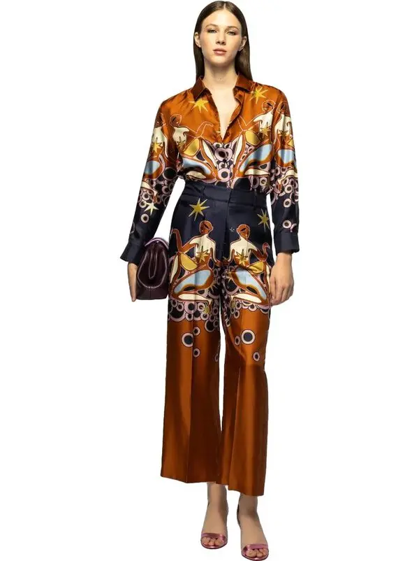 PAULA S Amethyst Soulprint Silk Twill Shirt - Orange