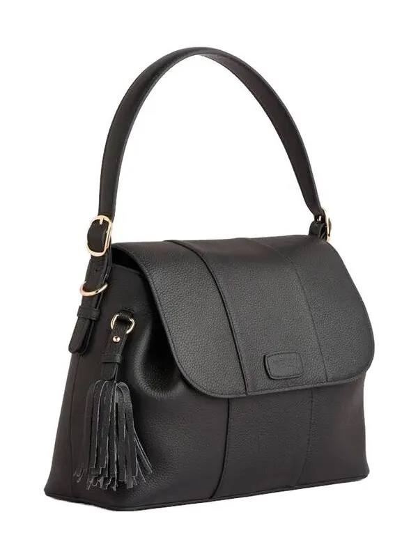 POM POM LONDON Strand Leather Shoulder Bag - Black