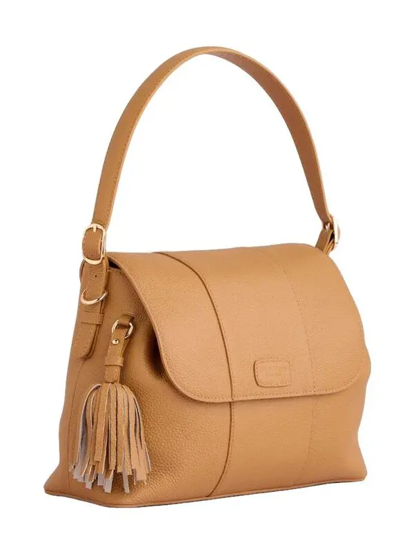 POM POM LONDON Strand Leather Shoulder Bag - Maple