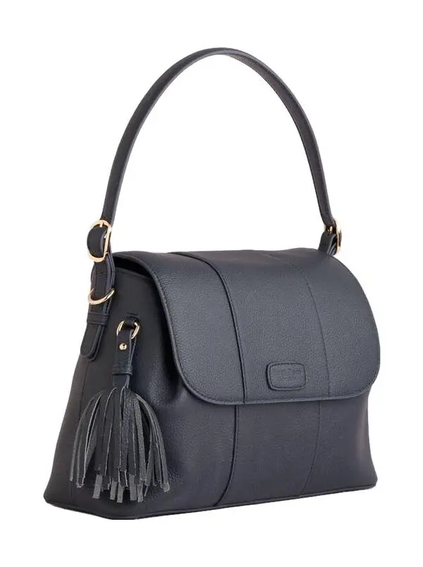 POM POM LONDON Strand Leather Shoulder Bag - Navy