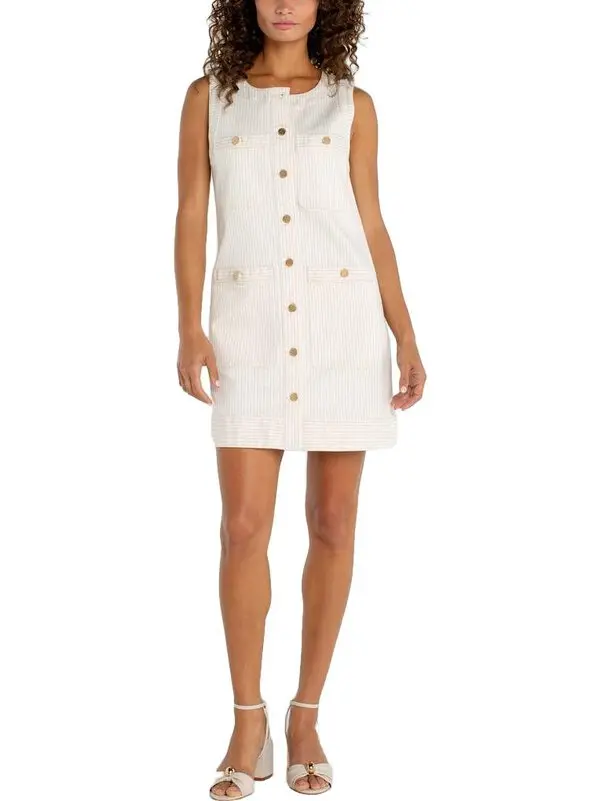 LIVERPOOL Patch Pocket Shift Dress - Nautical Stripe