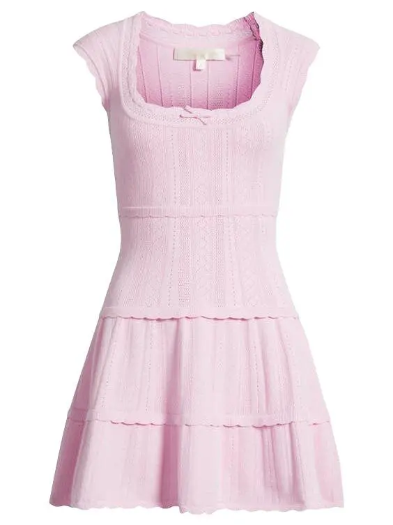 LoveShackFancy Leighton Pointelle Knit Dress - Candy Floss Pink