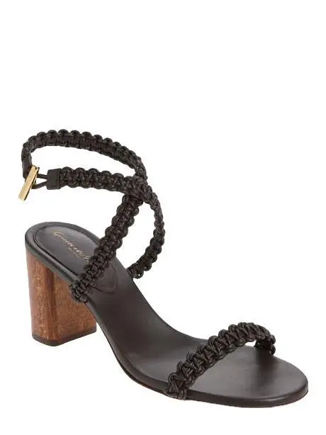 GIANVITO ROSSI Braided Strap Block Heel Sandals - Moka