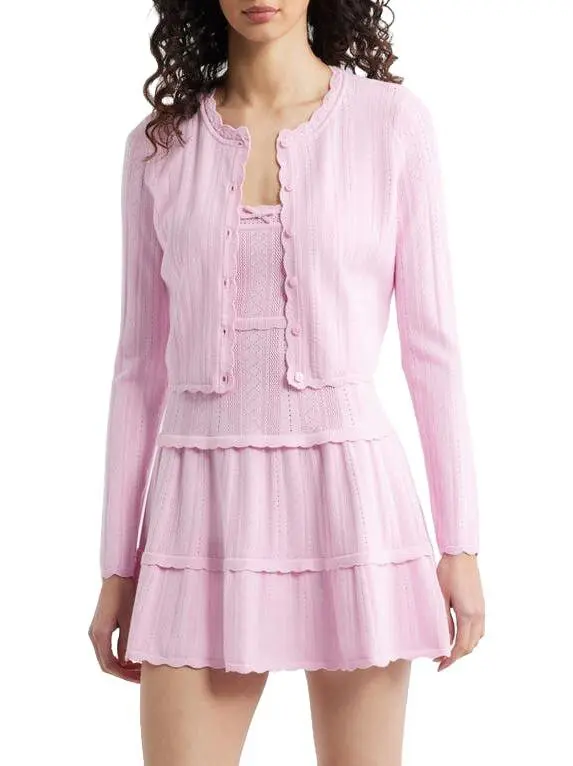 LoveShackFancy Nadiya Pointelle Cardigan - Candy Floss Pink