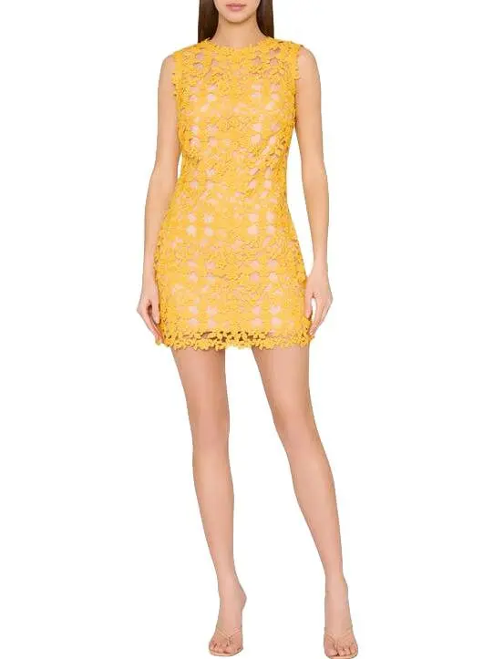 MILLY Livia Lace Mini Dress - Yellow