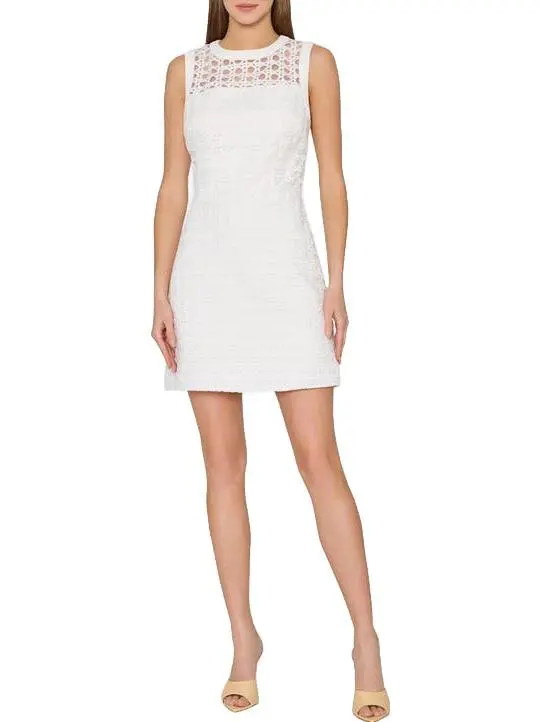 MILLY Moira Lace Sleeveless Mini Dress - White