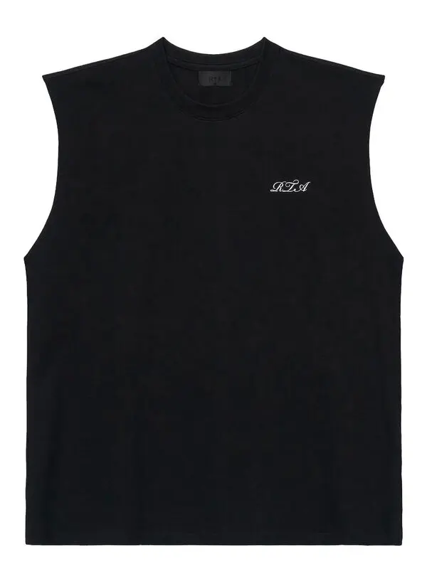 RtA Terry Muscle Tee - Black Cursive