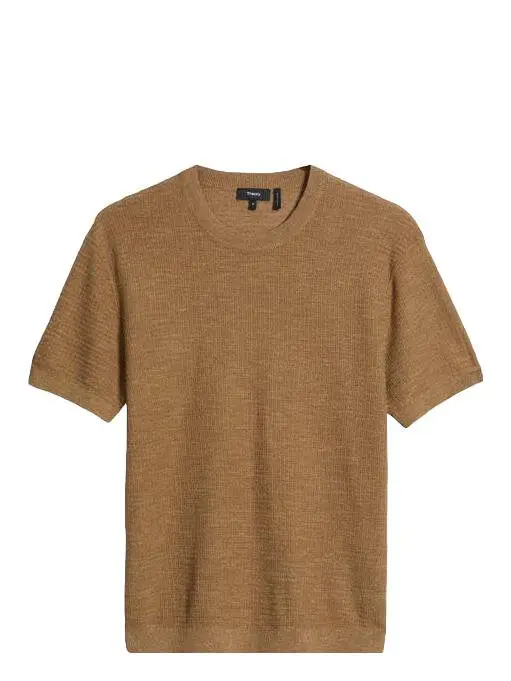 Theory Kolben Pacific Short Sleeve Textured Knit Sweater - Fresh Khaki