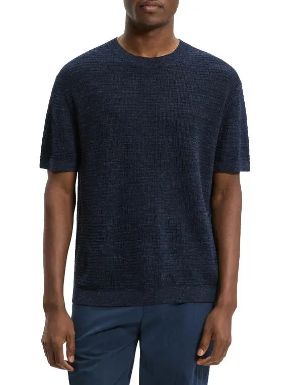 Theory Kolben Pacific Short Sleeve Textured Knit Sweater - New Baltic