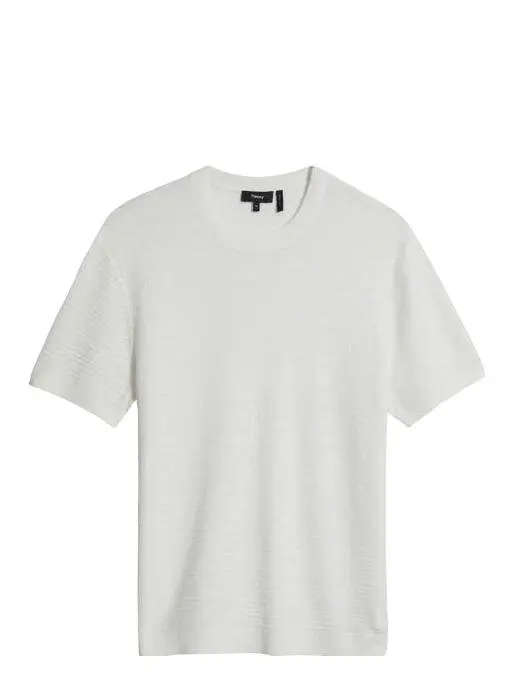 Theory Kolben Pacific Short Sleeve Textured Knit Sweater - Winter Ivory