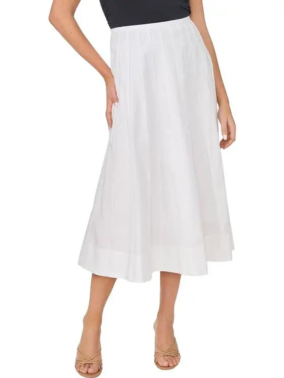 Halogen Pintuck Cotton Midi Skirt - Bright White