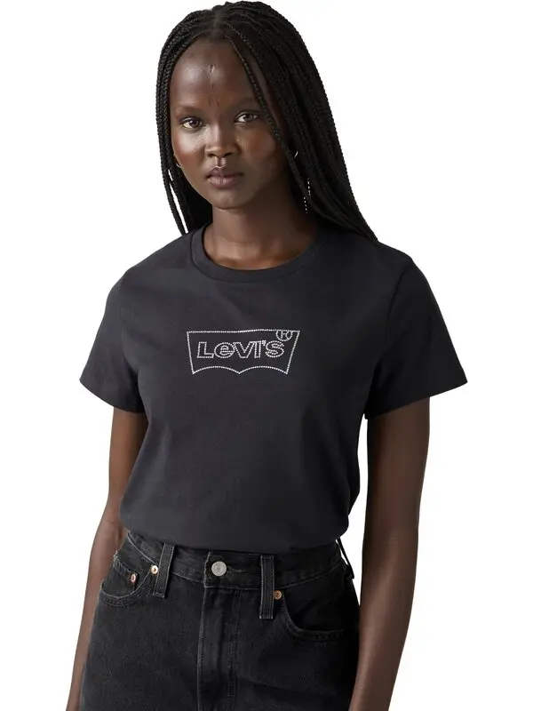 LEVI'S Logo Rhinestone Graphic Crewneck T-shirt - Batwing