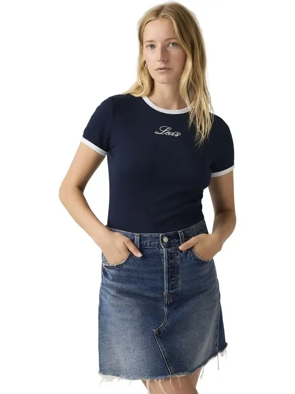 LEVI'S Graphic Rickie" Ringer T-shirt - Navy Blue