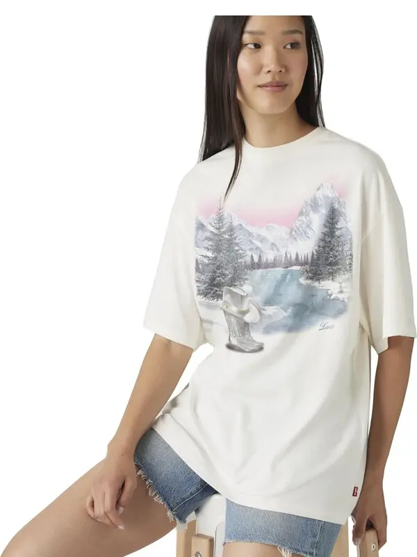 LEVI'S Graphic Oversized Short Sleeve T-shirt - Cowboy Grid