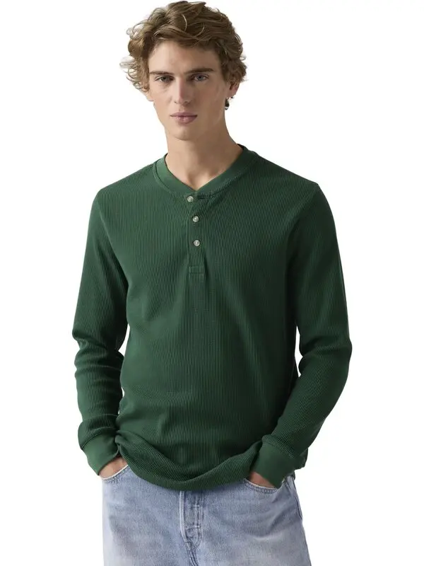 LEVI'S Long-sleeve Thermal Henley - Dark Green