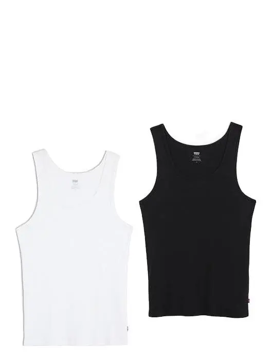 LEVI'S Ribbed Tank - Black And Snow Marble Heather