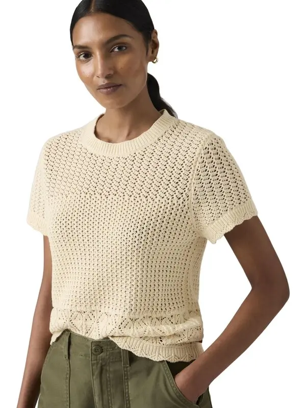 LEVI'S Isabelle Crochet Short Sleeve Sweater - Seedpearl