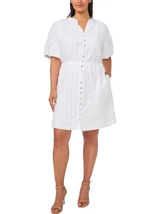 Halogen Embroidered Cotton Dress - Bright White
