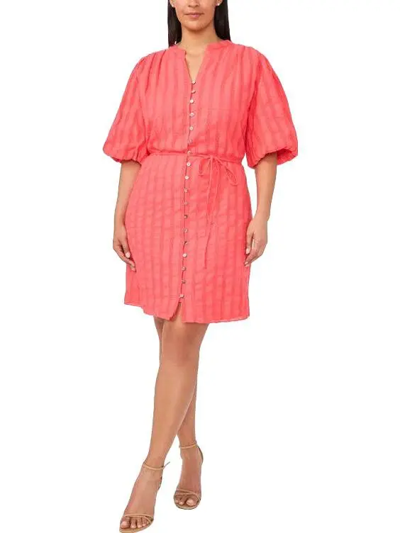 Halogen Embroidered Cotton Dress - Calypso Coral