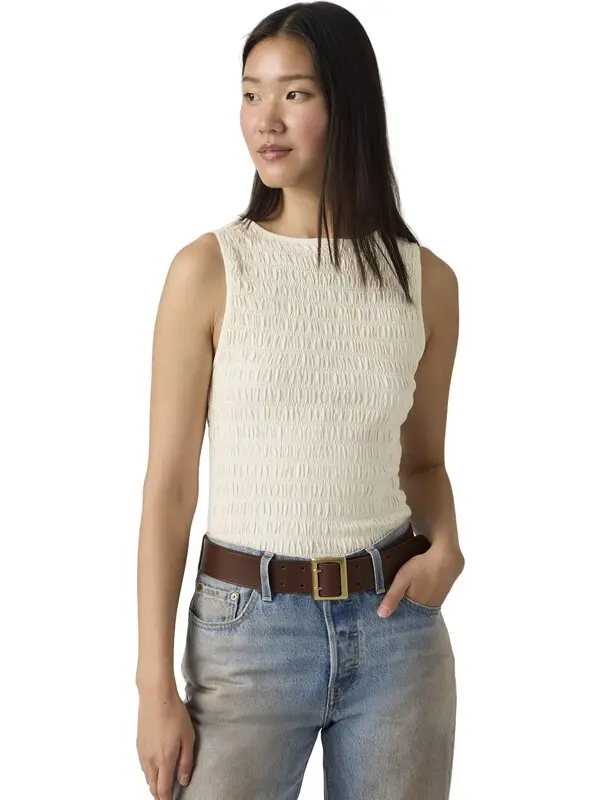 LEVI'S Bella Smocked Tank Top - Egret