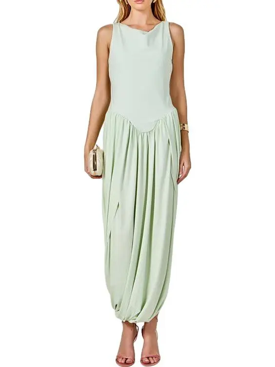Endless Rose Sleeveless Flowy Maxi Dress With Pleated Skirt And Side Vent - Mint