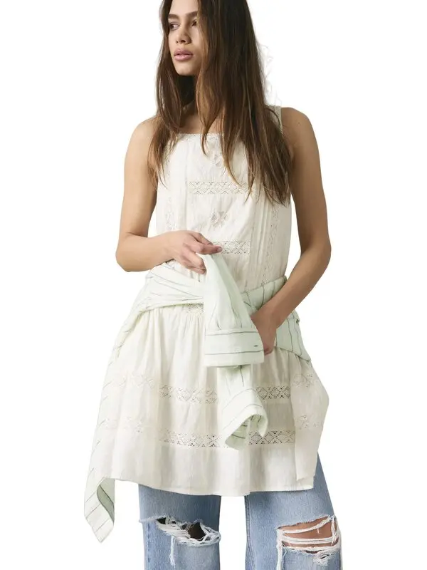 LEVI'S Kate Mini Dress With Square Neckline And Tiered Design - Cloud Dancer