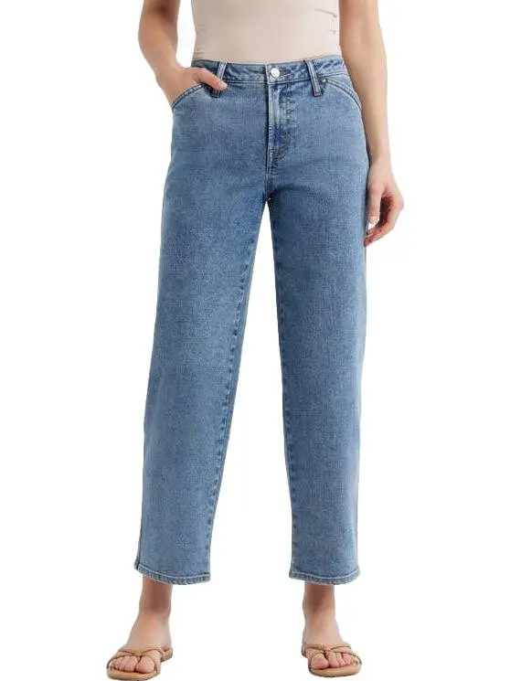 CITY BLUES Slant Pocket Ankle Straight Leg Jeans - Medium Indigo