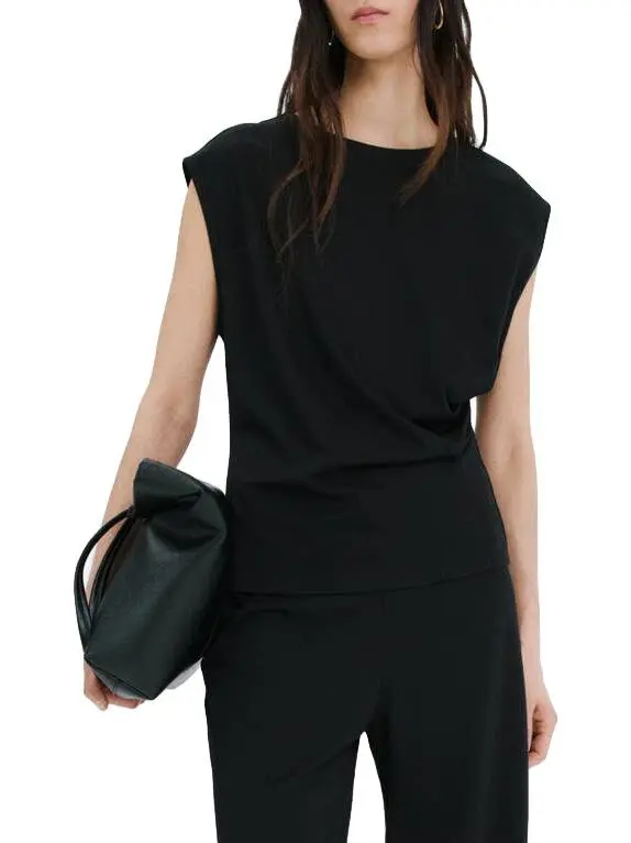 Mango Pleated Top - Black