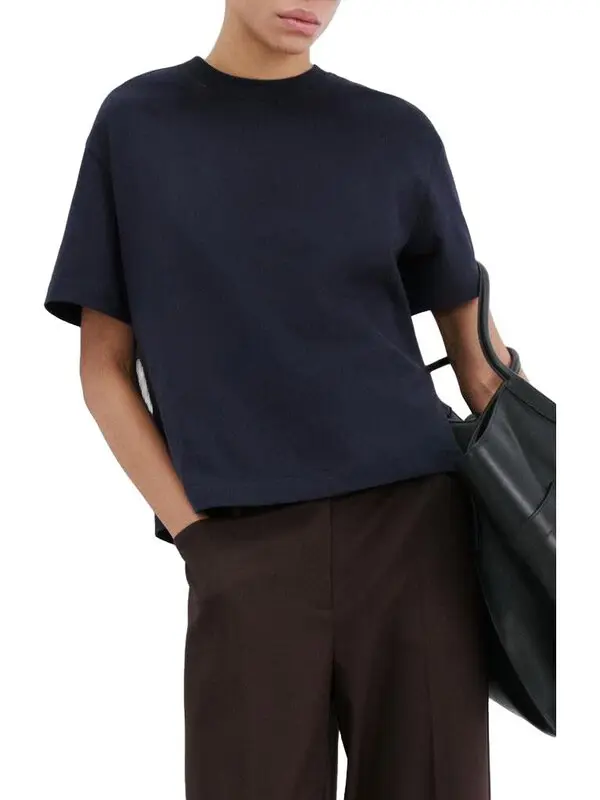 Mango Oversized Cotton T-shirt - Dark Navy