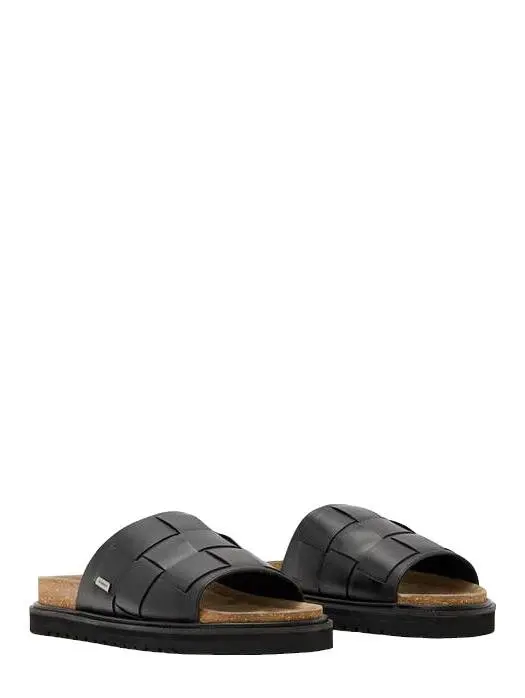 ALLSAINTS Woven Leather Slide Sandals - Black