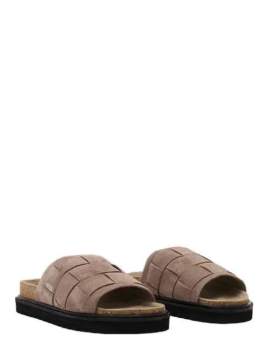 ALLSAINTS Woven Leather Slide Sandals - Karoo Brown