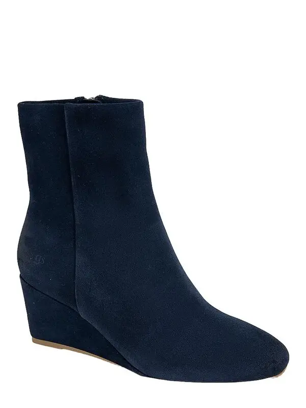 KENNETH COLE Suede Wedge Booties - Navy Suede