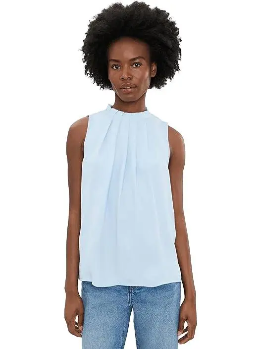 Vince Camuto Mock Neck Shirred Tank Blouse - Blue