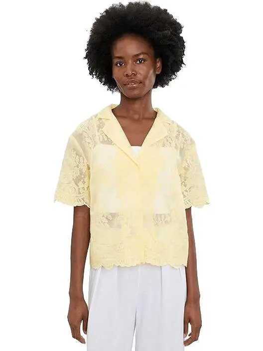 Vince Camuto Embroidered Short Sleeve Shirt - White