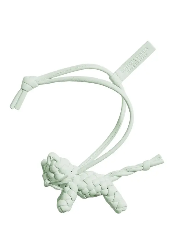 Bottega Veneta Intreccio Nappa Leather Cat Charm - Glacier