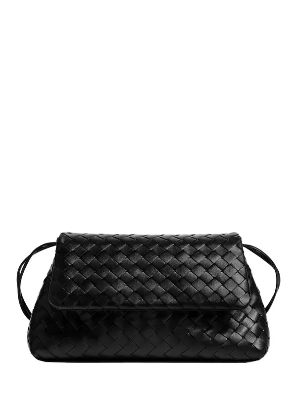 Bottega Veneta Giorno Intrecciato Leather Pouch - Black