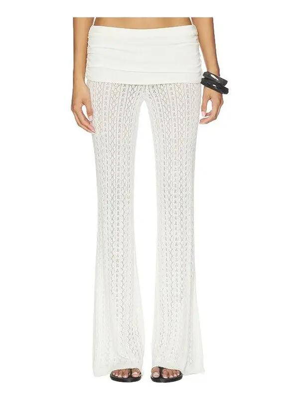 Tularosa Erin Pointelle Knit Flare Pants - Ivory