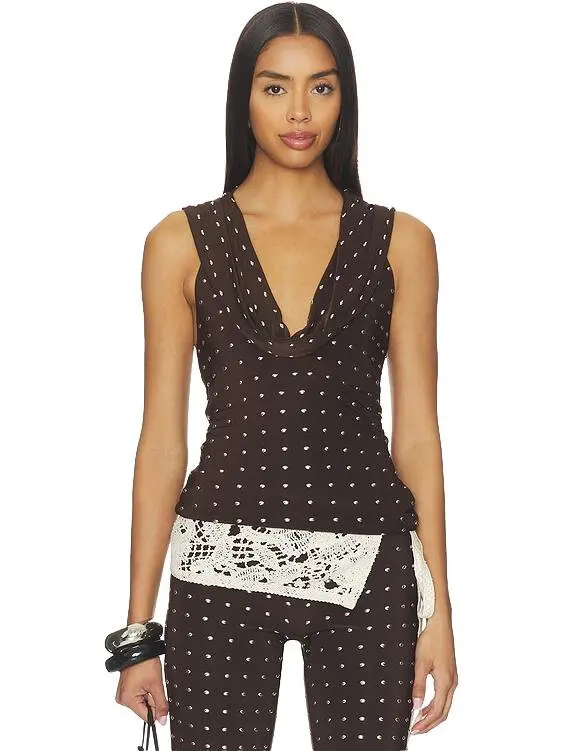 SIEDRES Hunni Top With Studded Detail - Brown