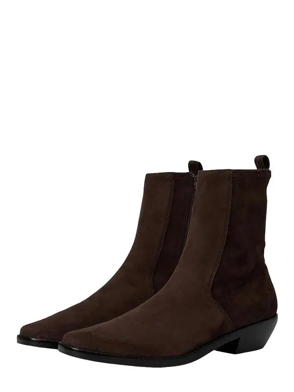 Madewell Idris Suede Ankle Boots With Square Toe - Brown