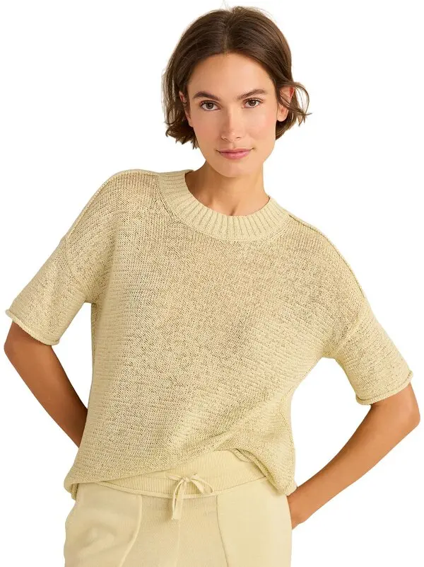 HAVEN WELL WITHIN Organic Cotton Linen Tape Yarn Sweater - Celery Leaf