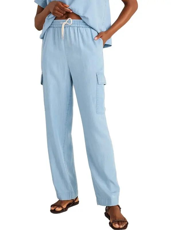 HAVEN WELL WITHIN Chambray Cargo Pants - Chambray Sky Wash