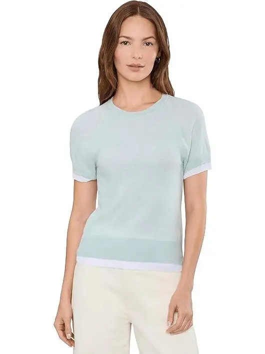 Vince Double Layer Raglan Short Sleeve Crew - Blue