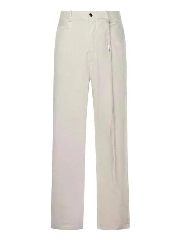ANN DEMEULEMEESTER Tie-detail Cotton Trousers - Neutrals