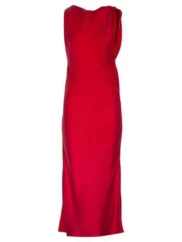 Mionè London Calling Silk Midi Dress - Red