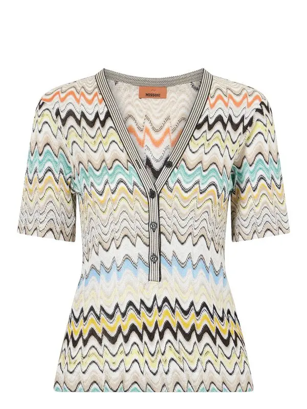 Missoni Striped Crochet-knit V-neck Sweater - Neutrals
