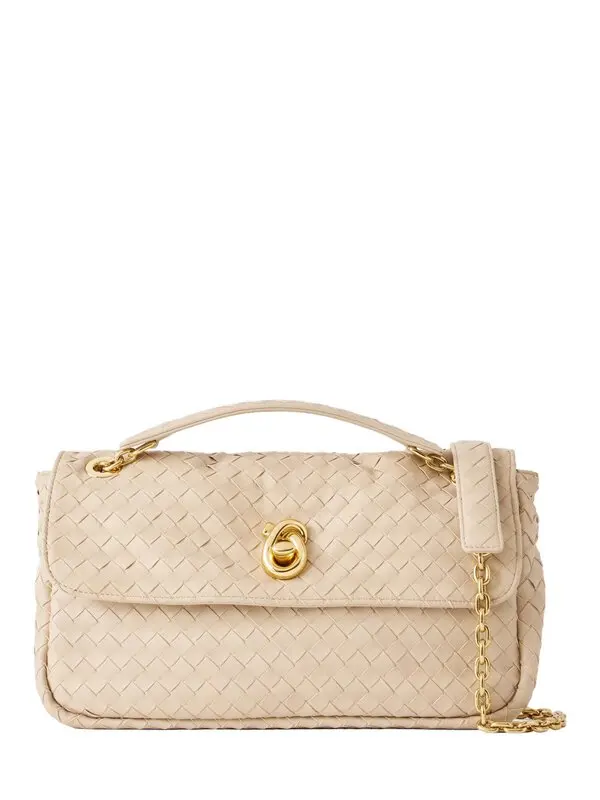 Bottega Veneta Madison Intrecciato Leather Shoulder Bag - Neutrals